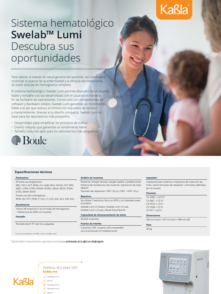 Analizador de Hematología de 5 Partes - Swelab Lumi | PDF | Laboratorios
