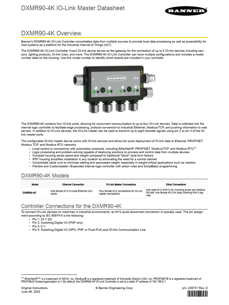 DXMR90-4K IO-Link Master Datasheet | PDF