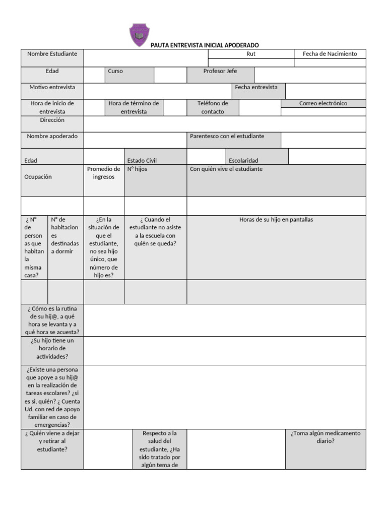 Entrevista Inicial Apoderado 2024 | PDF