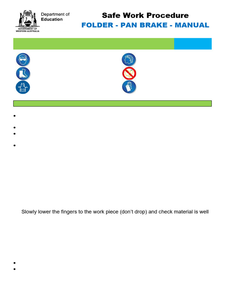 Folder,+pan+brake+manual+safe+work+procedures | PDF