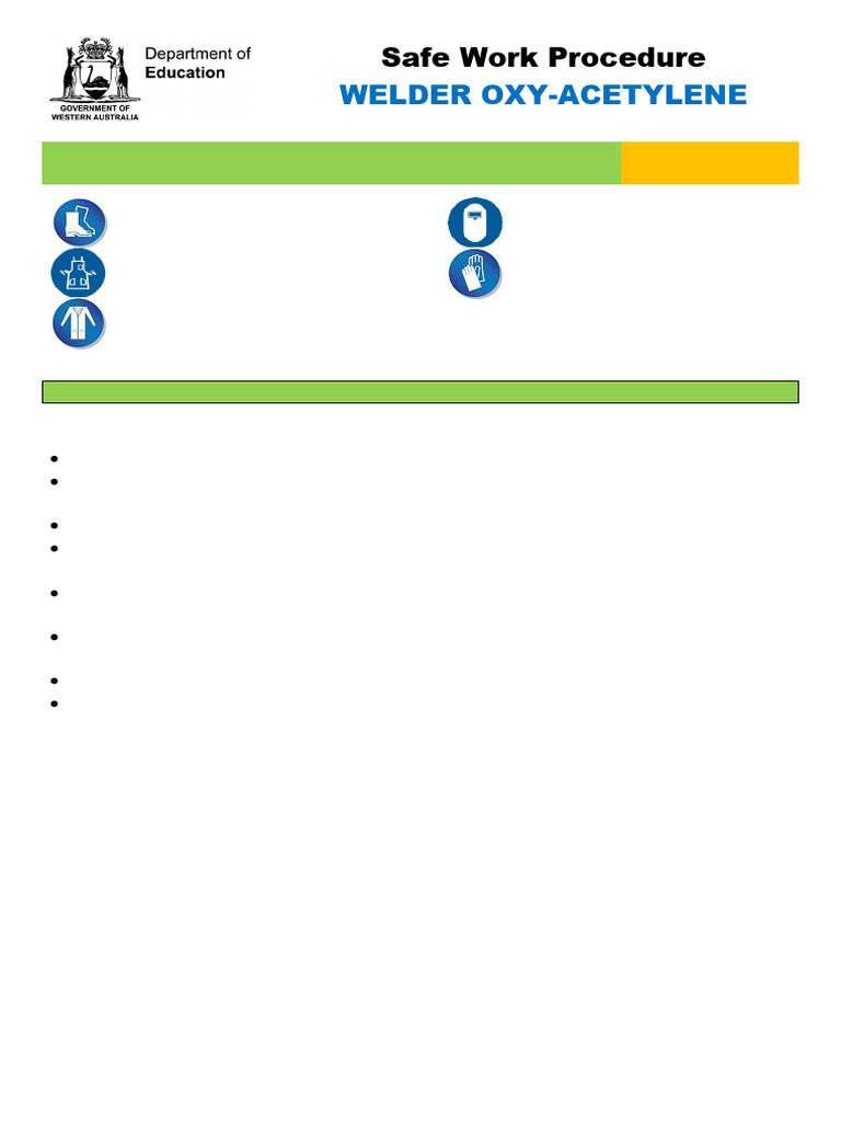 Welder, Oxy-Acetylene Safe Work Procedures | PDF