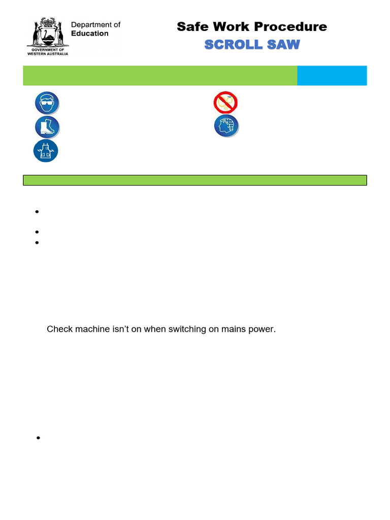 Saw, Scroll Safe Work Procedures | PDF