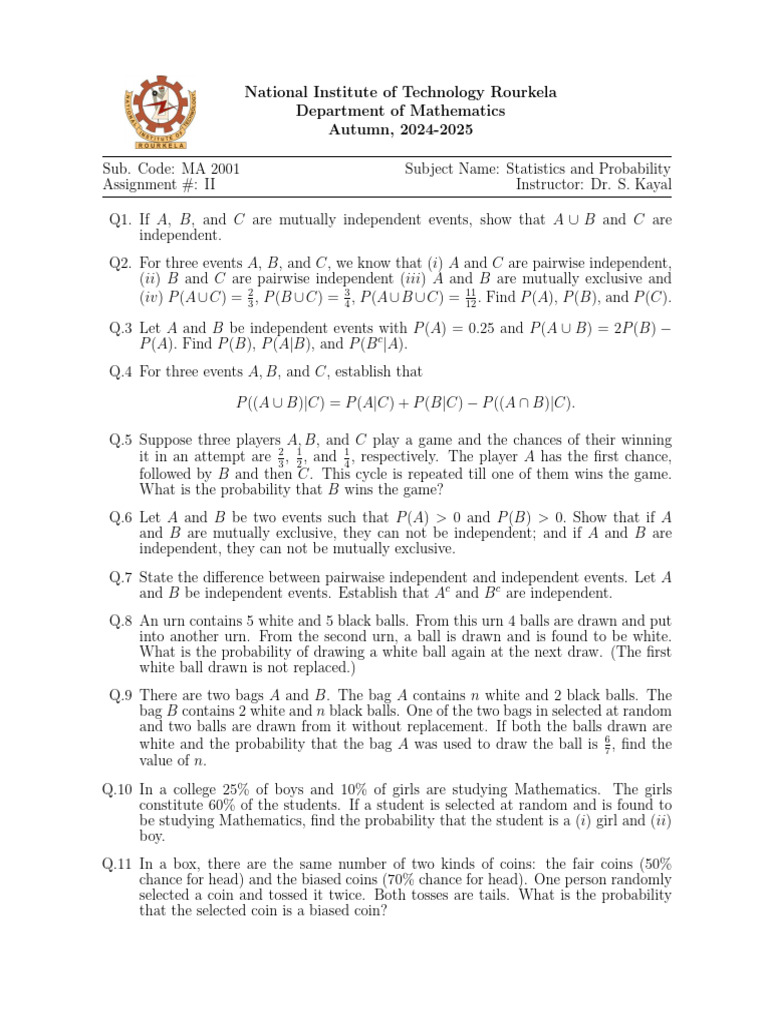 Asgn II MA2001 | PDF