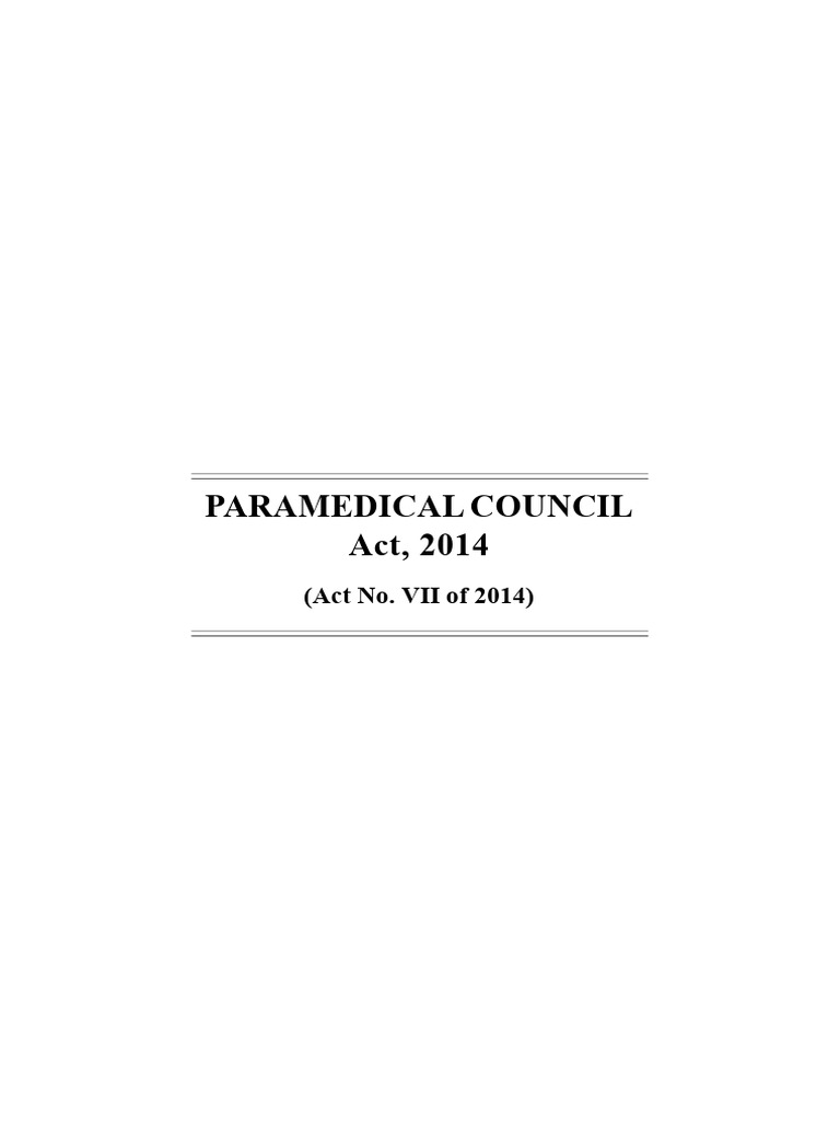 Paramedical Council Act, 2014 | PDF