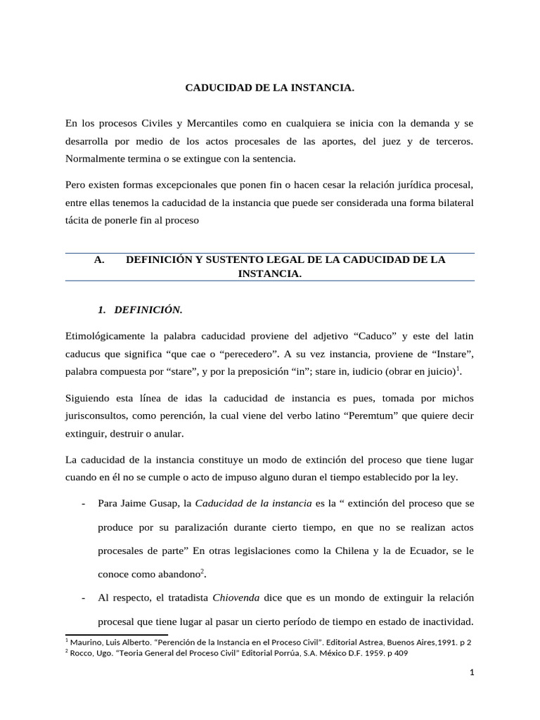 Caducidad de Instancia: Definición y Ley | PDF | Ley procesal | Política