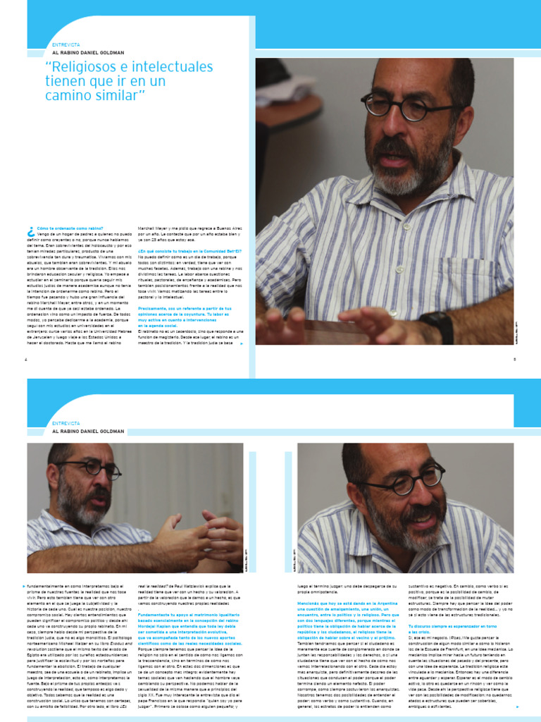 Teo - Rabino - Dani Goldman - Entrevista - Creencias. | PDF | Realidad ...