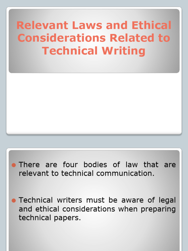 Relevant Laws and Ethical Considerations Related To Technical Writing | PDF