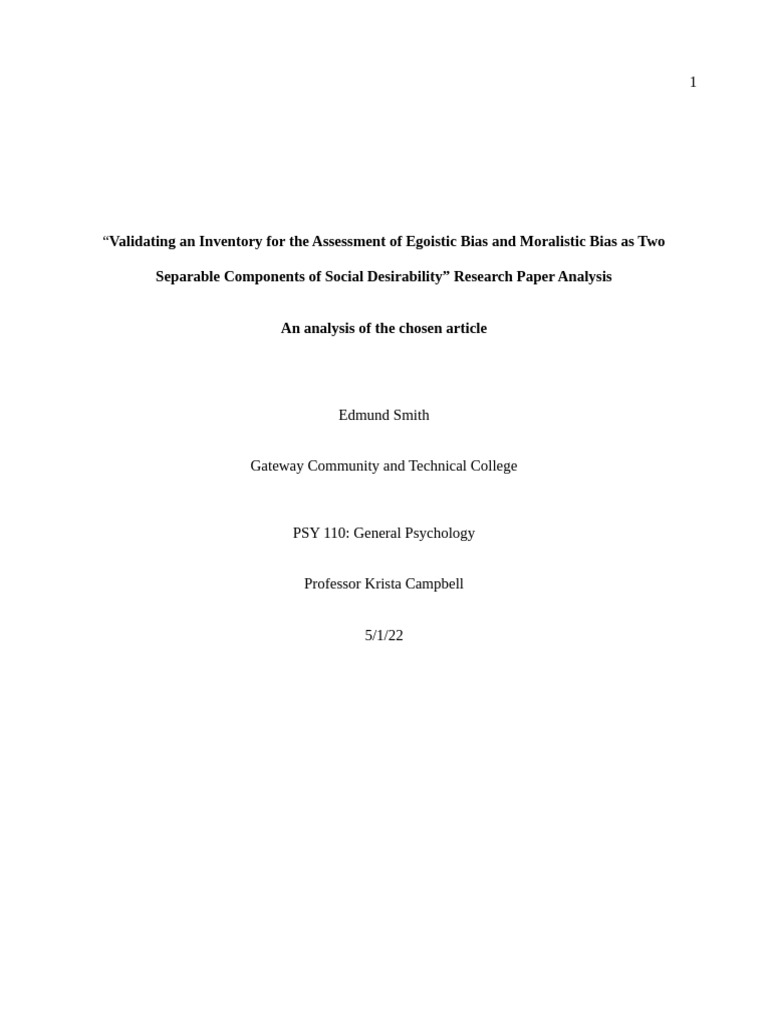 Egoistic and Moralistic Bias Analysis | PDF | Bias | Self-Improvement
