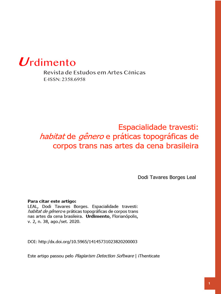 Espacialidade Travesti | PDF