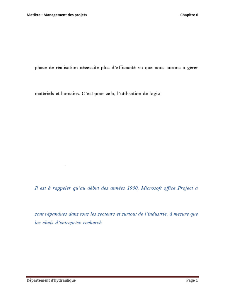 Chapitre 6 - Planification Des Projets Par MS Project | PDF