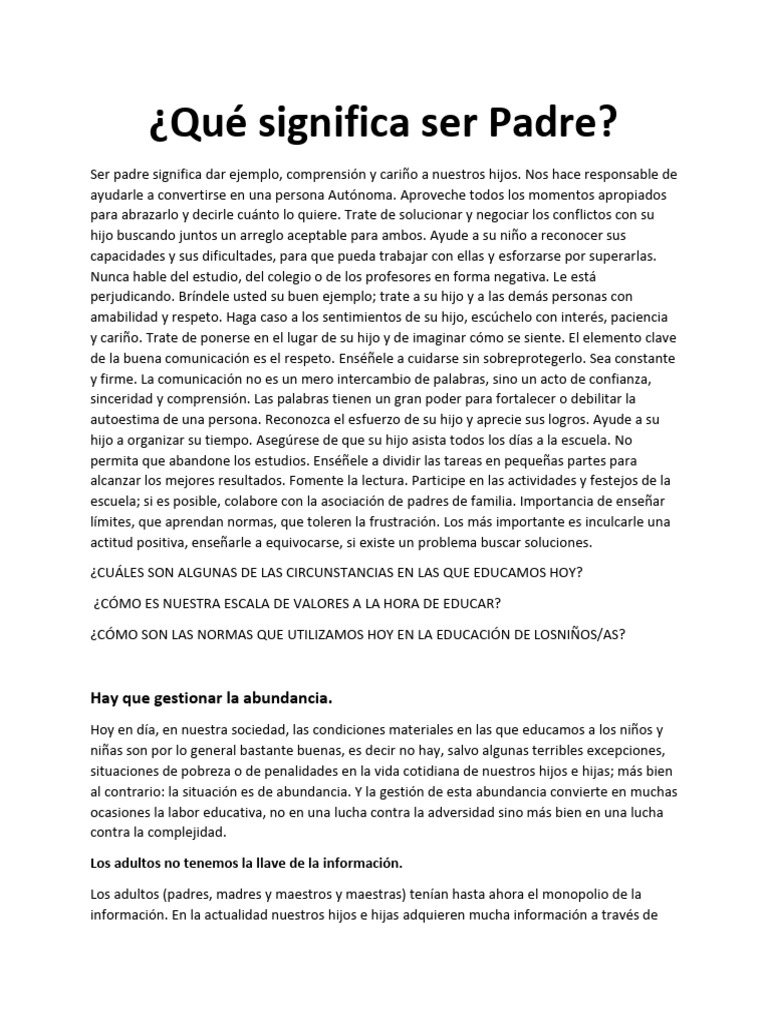 Qué Significa Ser Padre | PDF