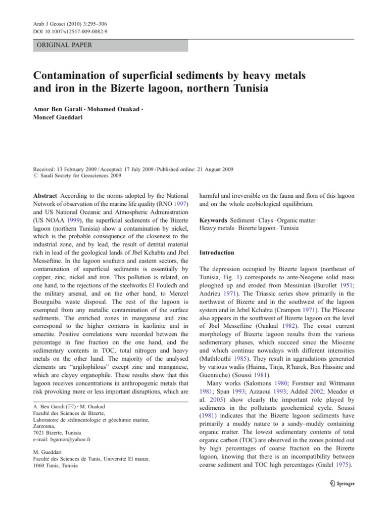 Contamination of Superficial Sediments B | PDF