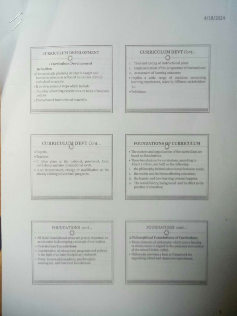 Curriculum Notes | PDF