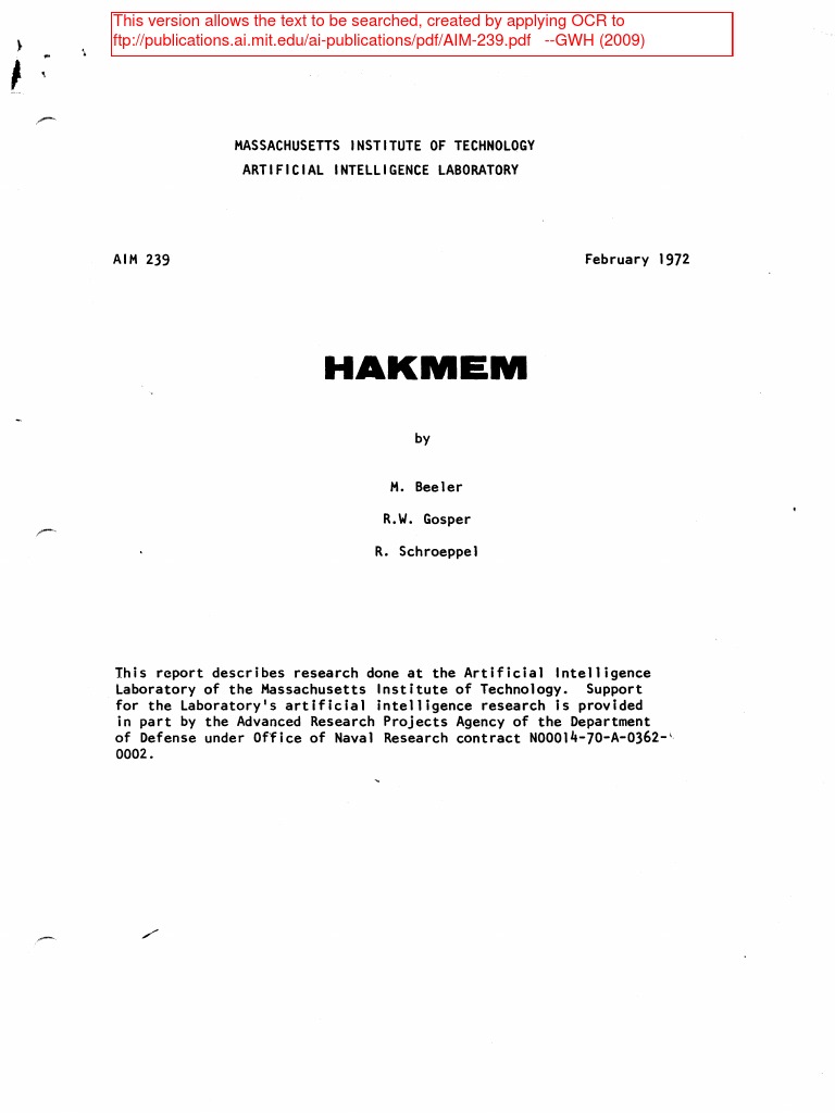 An Insight Into Little Known Computer Hacks: The HAKMEM Document | PDF ...