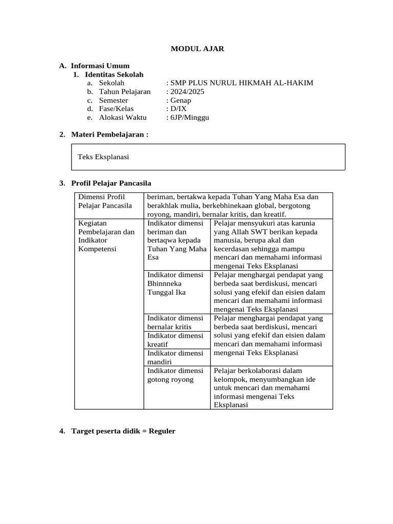 Modul Ajar Bab 6 Teks Eksplanasi Kelas 9 | PDF