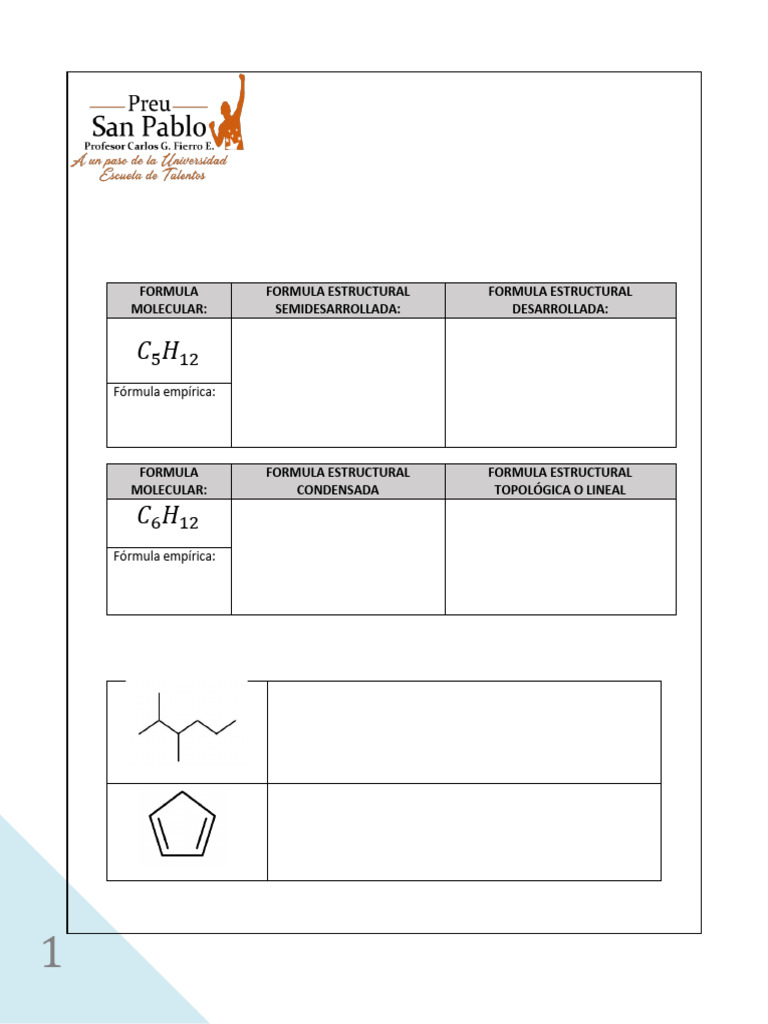 Ejercicios orgánica Preuniversitario San Pablo (1) (1) | PDF