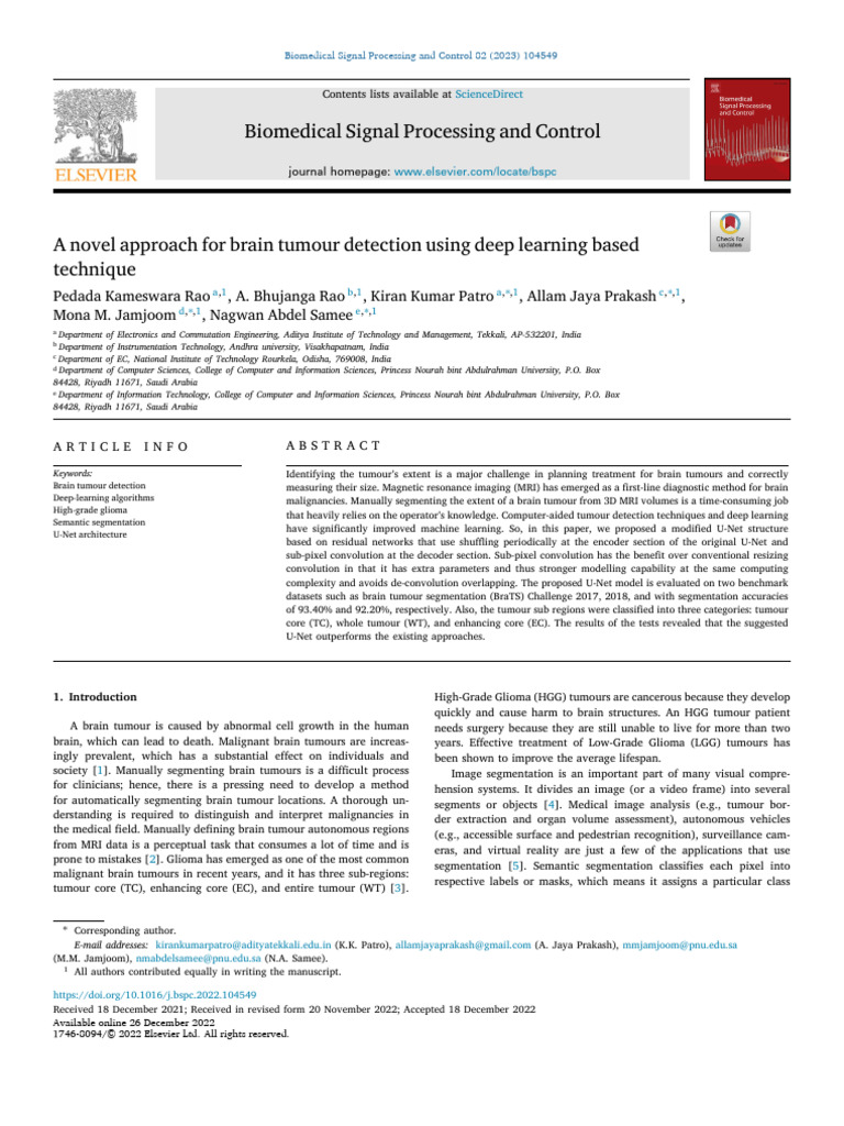 A Novel Approach For Brain Tumour Detection Using Deep Learning Based