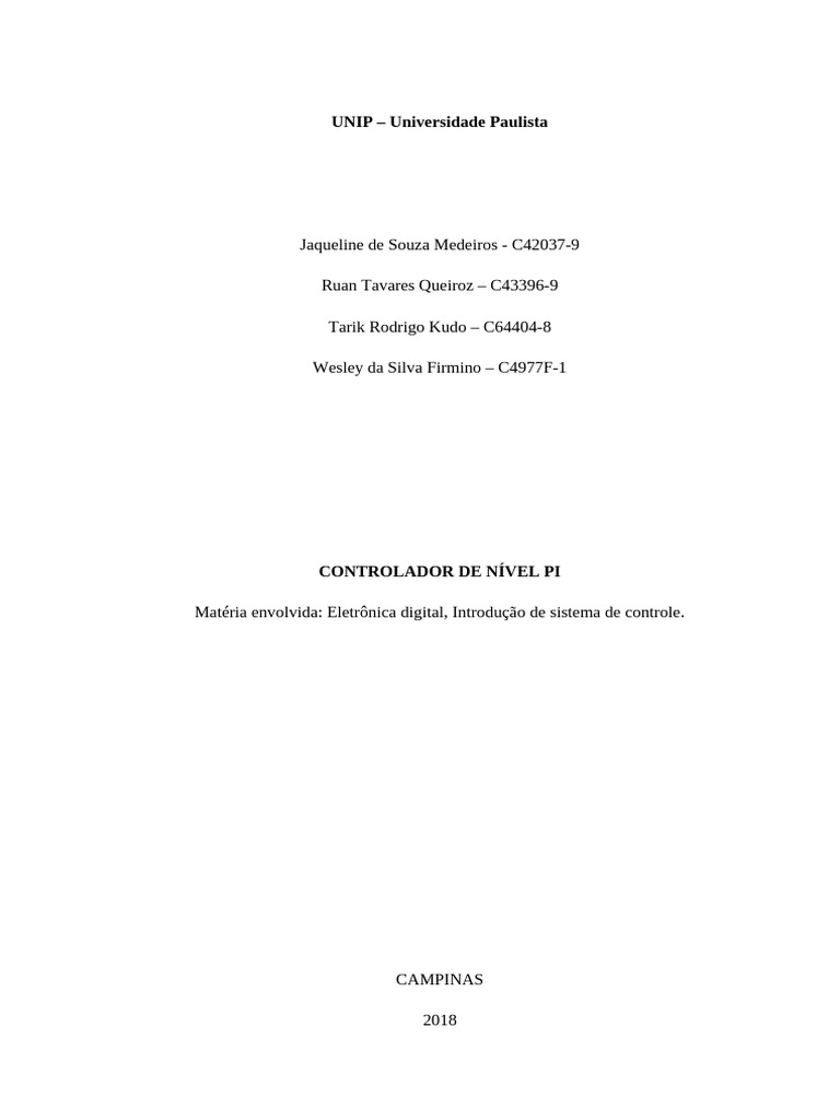 Controle Proporcional PI Retificado APS | PDF
