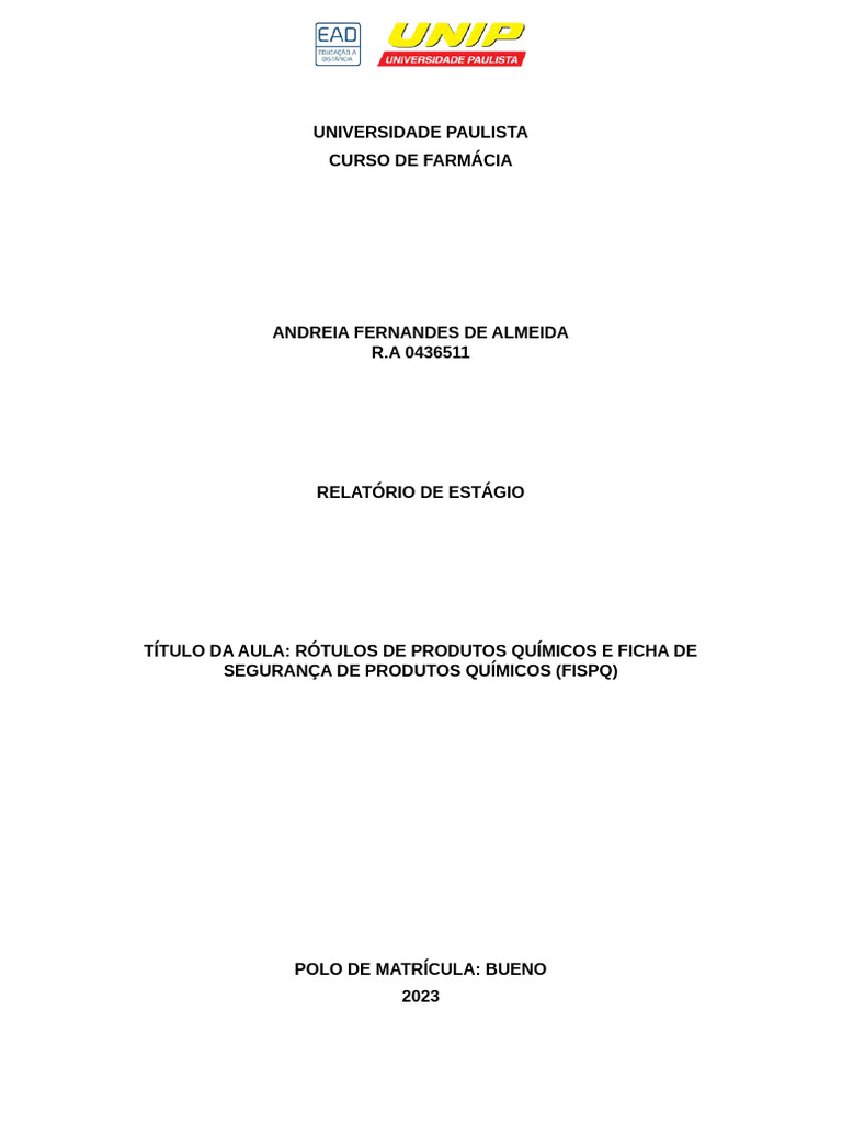 Relatório de Estágio Andreia | PDF