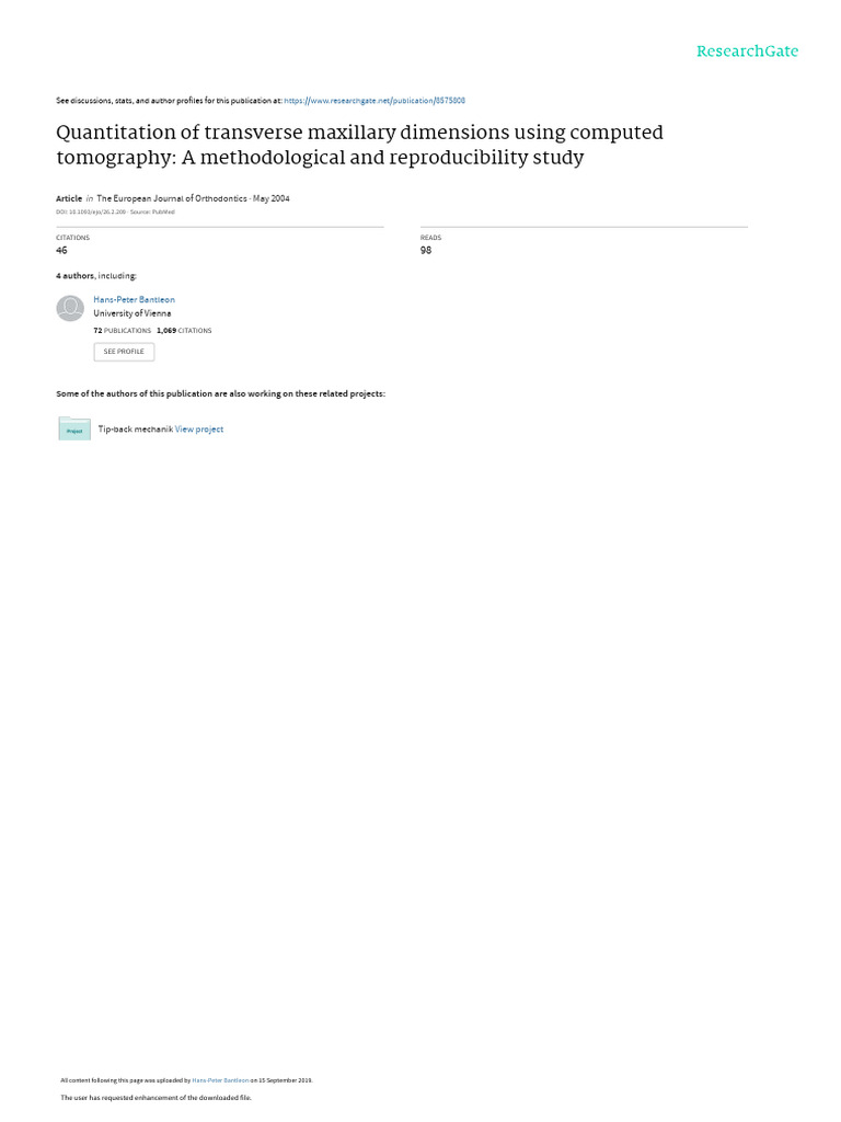 Quantitation of Transverse Maxillary Dimensions Us | PDF | Ct Scan ...