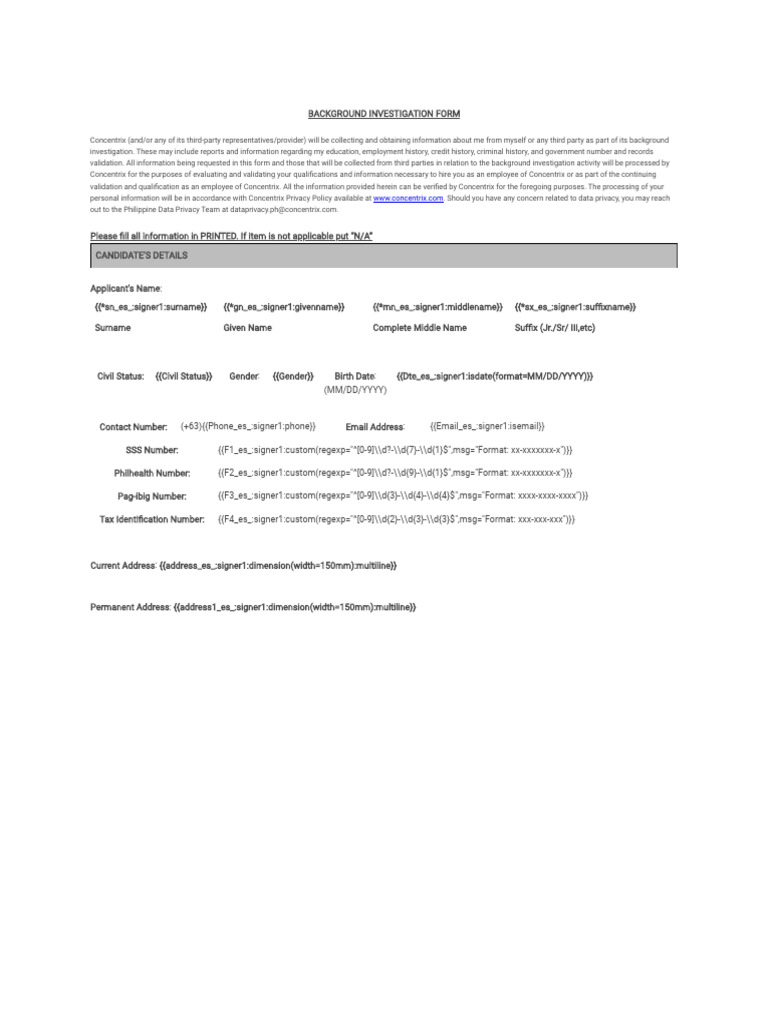 PHL Background Investigation Form 2024!06!07 | PDF