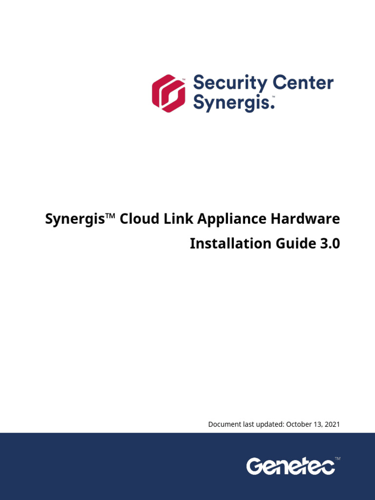 EN - Synergis Cloud Link Appliance Hardware Installation Guide 3.0 | PDF