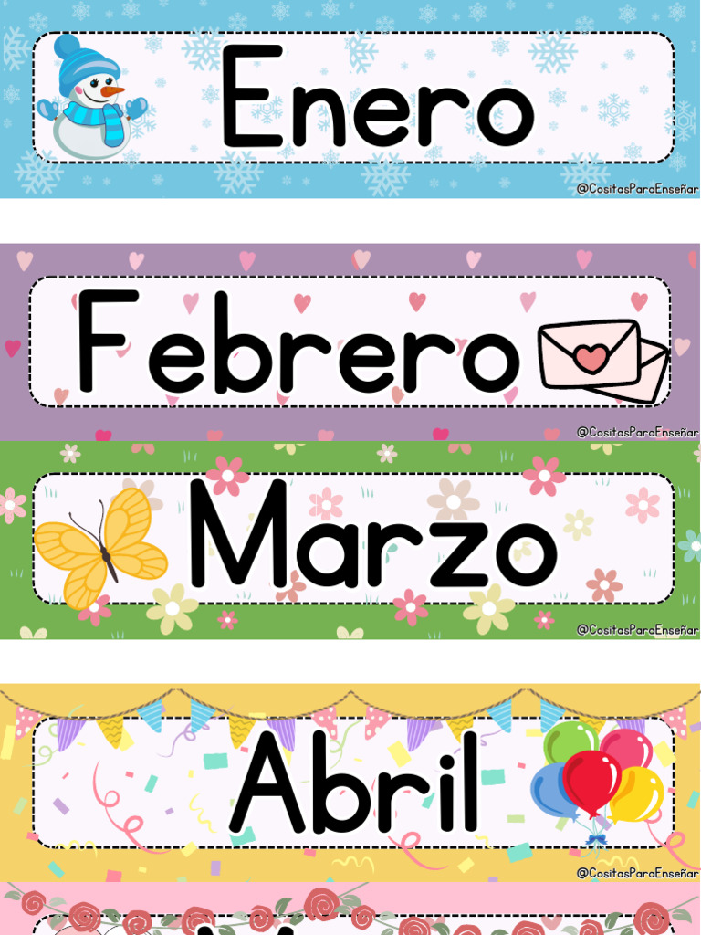 Meses Del Año Coloridos | PDF