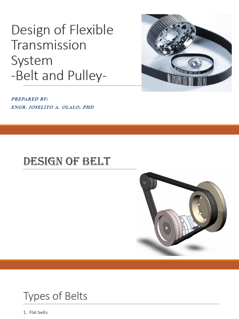 1.0 Design of Belts and Pulley | PDF