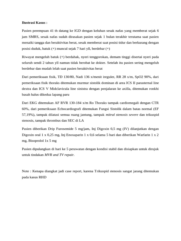 Kasus Langka Stenosis Trikuspid RHD | PDF