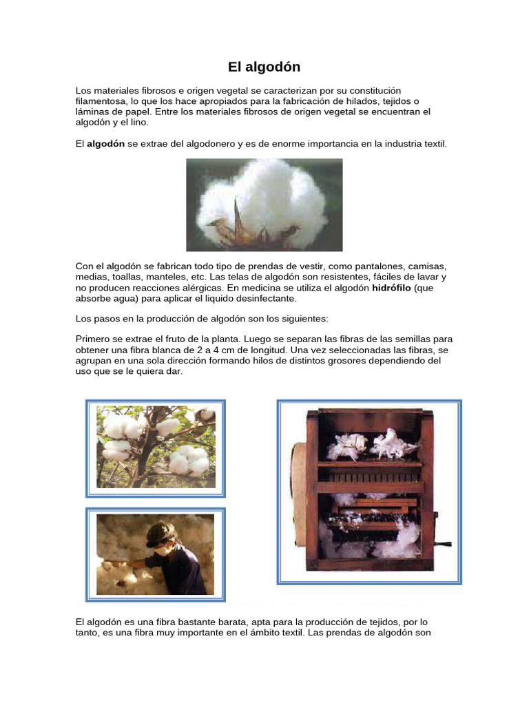 Propiedades y usos del algodón y lino | PDF | Ropa de cama | Textiles