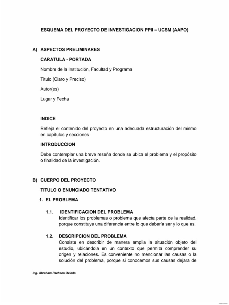 Esquema Del Proyecto de Investigacion | PDF