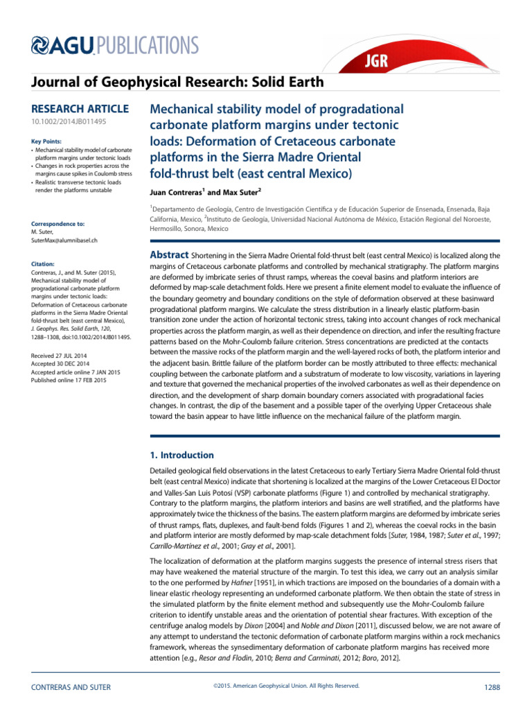 JGR Solid Earth - 2015 - Contreras - Mechanical Stability Model of ...