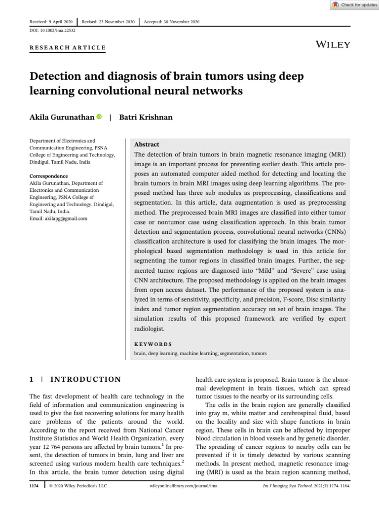 Detection And Diagnosis Of Brain Tumors Using Deep Learning