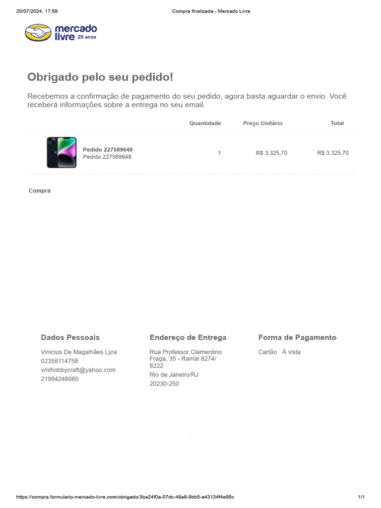 Compra Finalizada Mercado | PDF