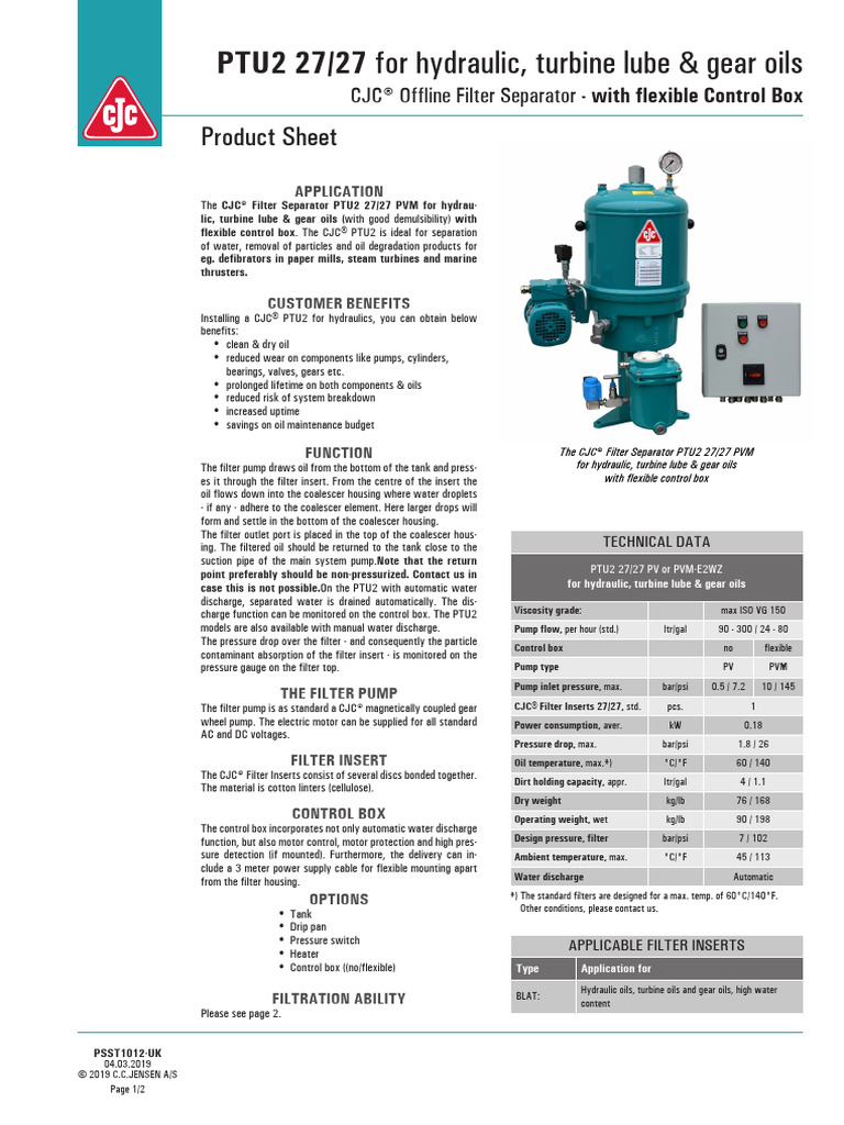 Ptu2 2727hydraulic Psst1012uk | PDF