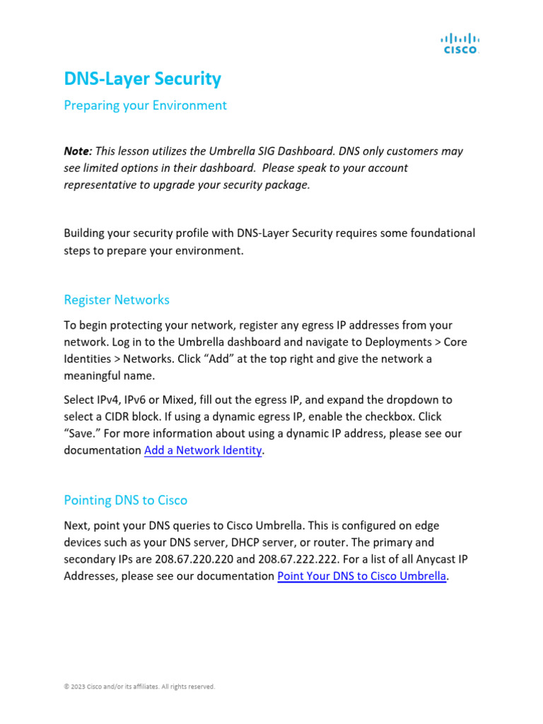 DNS-Layer Security - Preparing Your Environment - Transcript | PDF