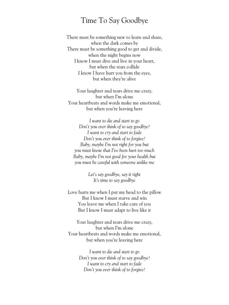 Time To Say Goodbye | PDF