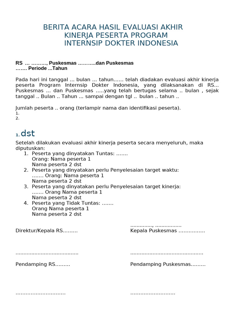 Berita Acara Hasil Evaluasi Akhir Kinerja | PDF