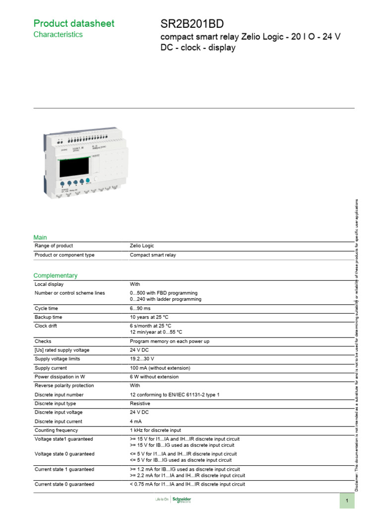 Schneider - Electric SR2B201BD Datasheet | PDF