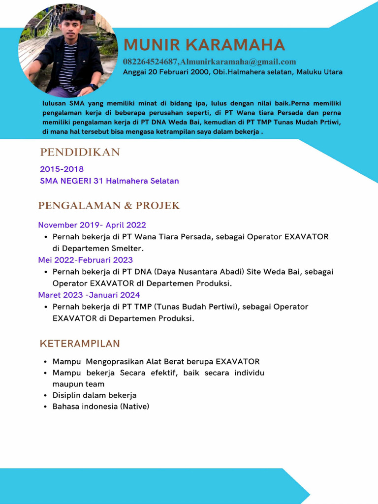 Berkas Lamaran Munir Karamaha | PDF