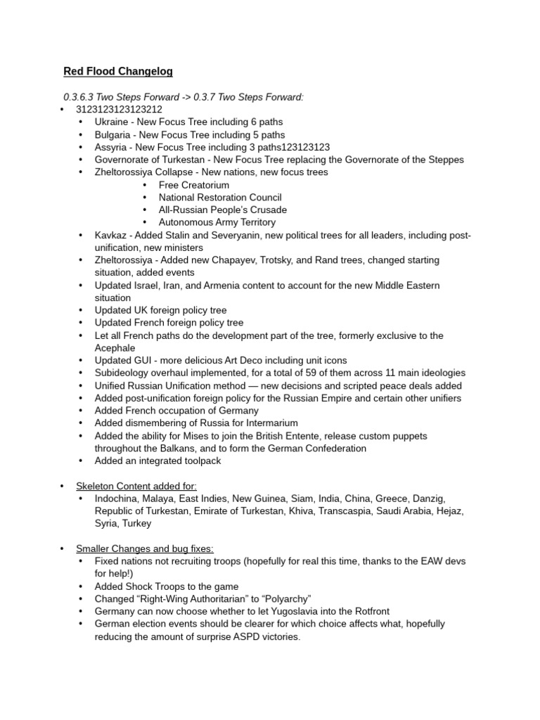 Red Flood Changelog TSF2 Version 1.6 | PDF