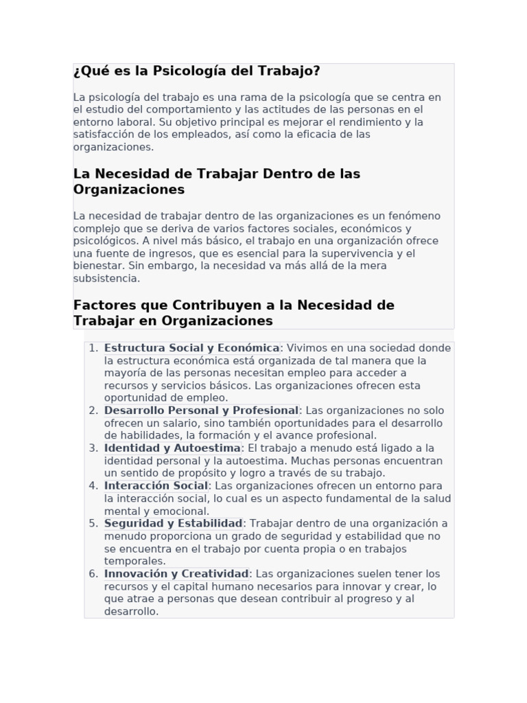 Qué Es La Psicología Del Trabajo | PDF