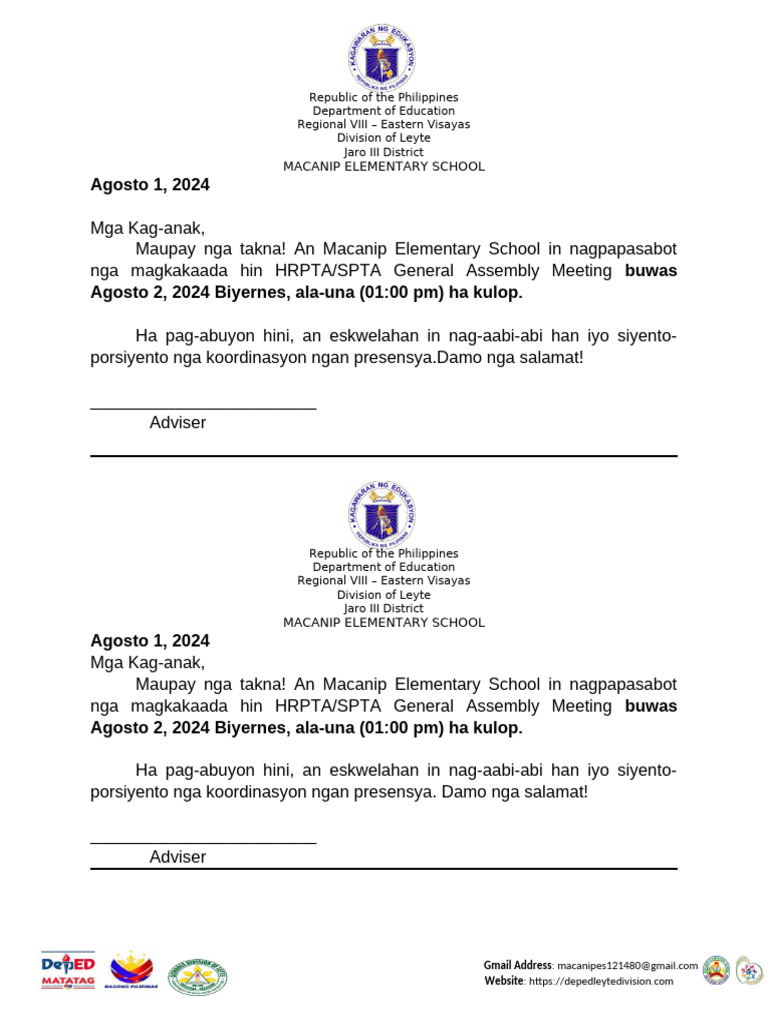 Meeting Gpta Communication Letter | PDF