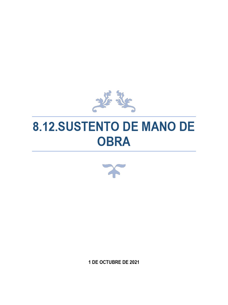 8.12. - Sustento de Mano de Obra | PDF
