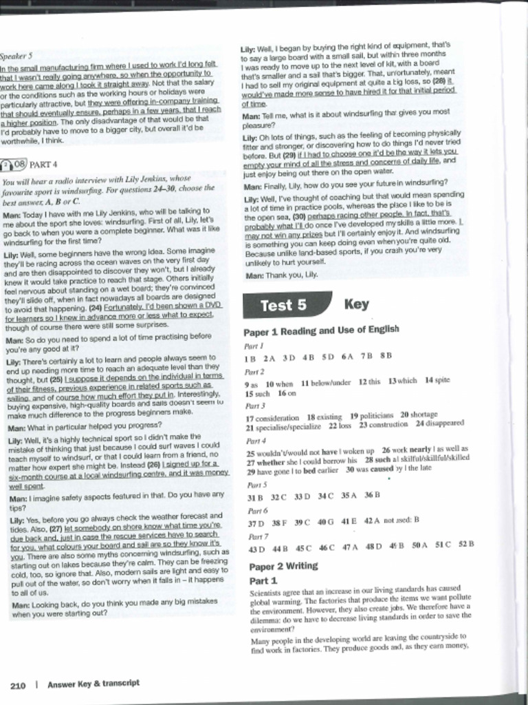 Plantilla Respuestas Test 5 b2 | PDF