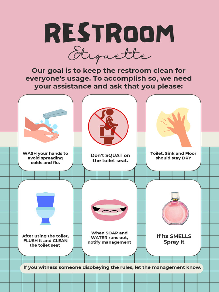 Restroom Etiquette Poster | PDF | Cooking, Food & Wine