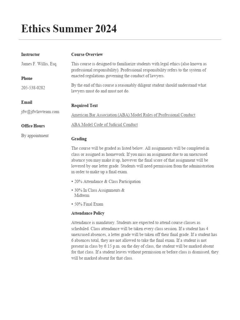 Ethics Syllabus 2024 | PDF