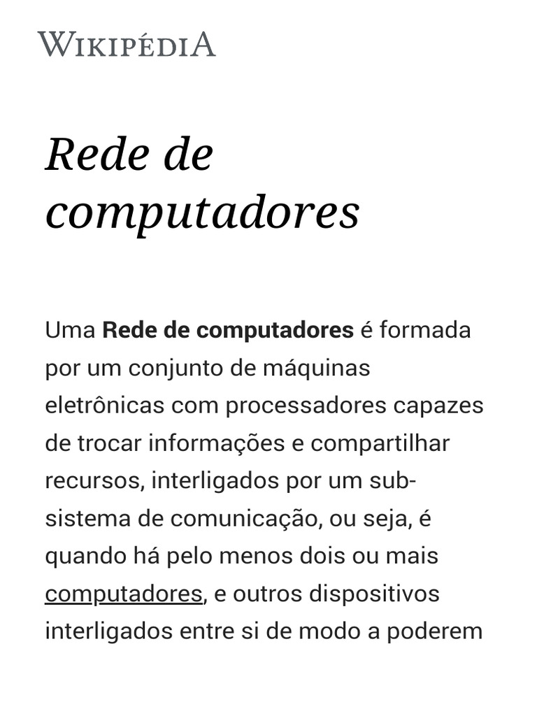 Rede de Computadores - Wikipédia, A Enciclopédia Livre 2 | PDF Rede de Computadores - Wikipédia, A Enciclopédia Livre 2 | PDF