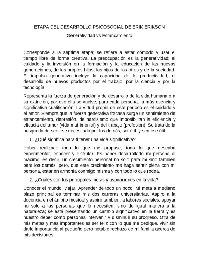 Etapa Psicosocial de Eric Erikson | PDF