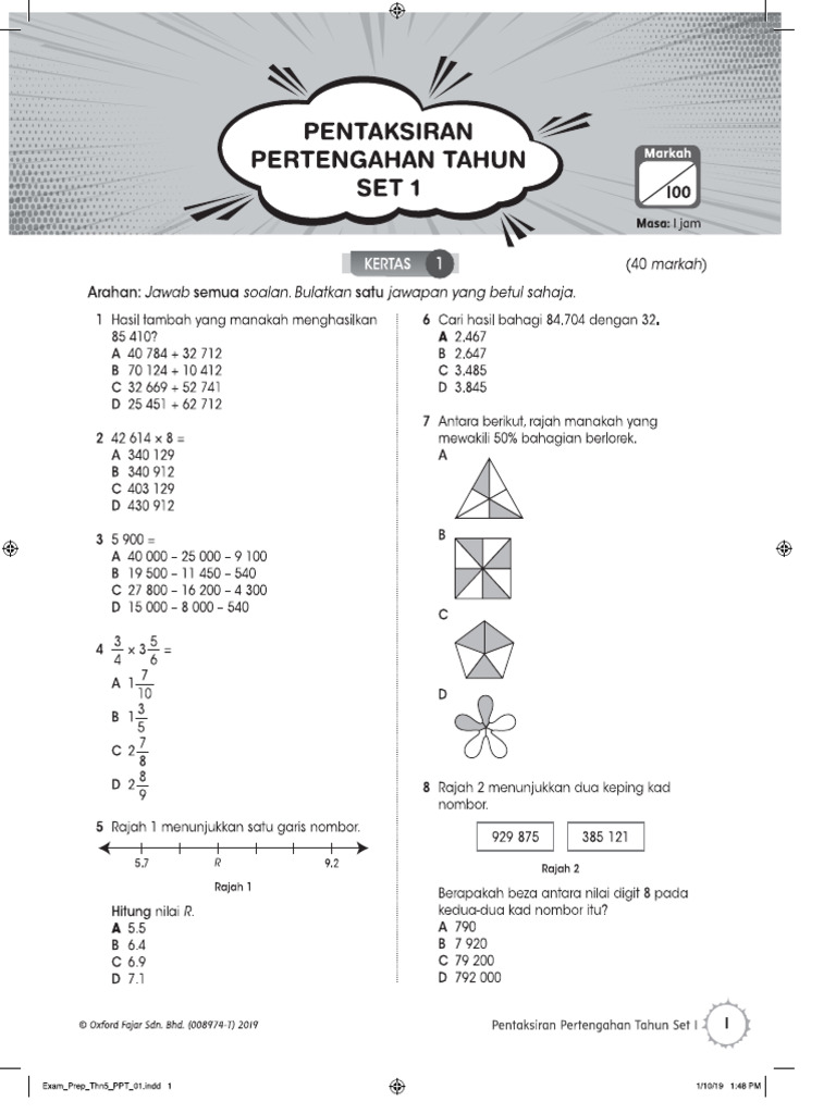 Set 1 of Tahun 5 Matematik | PDF